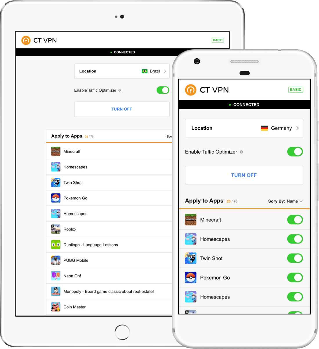 CT VPN – Safety & Privacy on Mobile. Browse Freely.